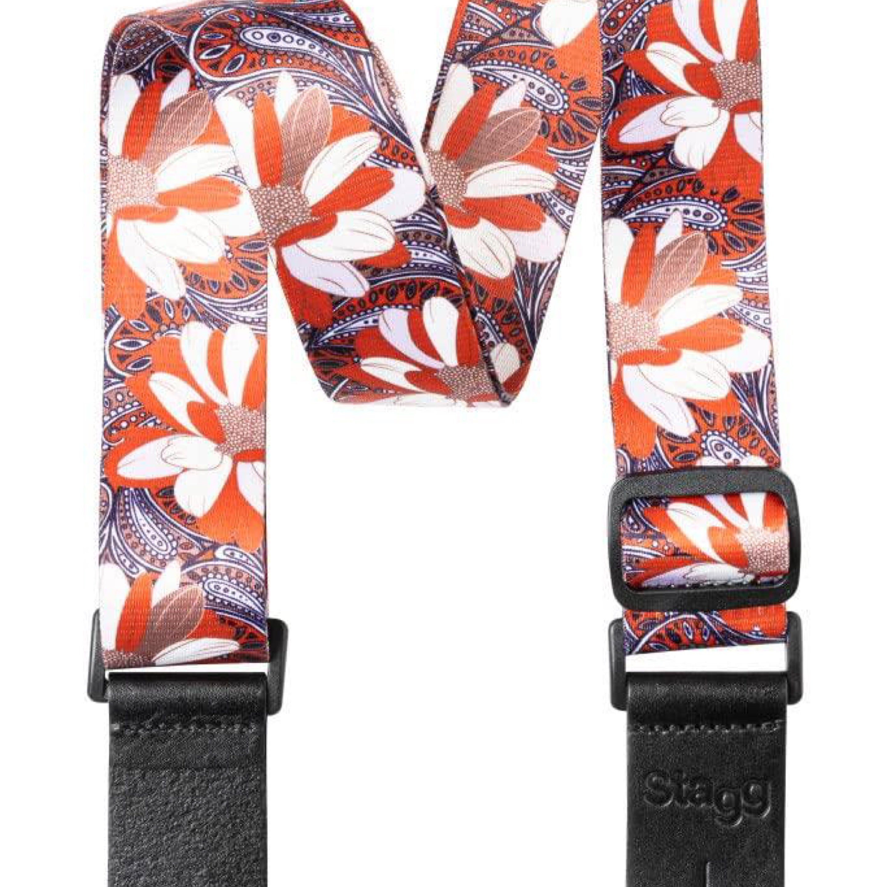 Stagg Terylen Uke Strap Flower Orang | Sparky's Guitars